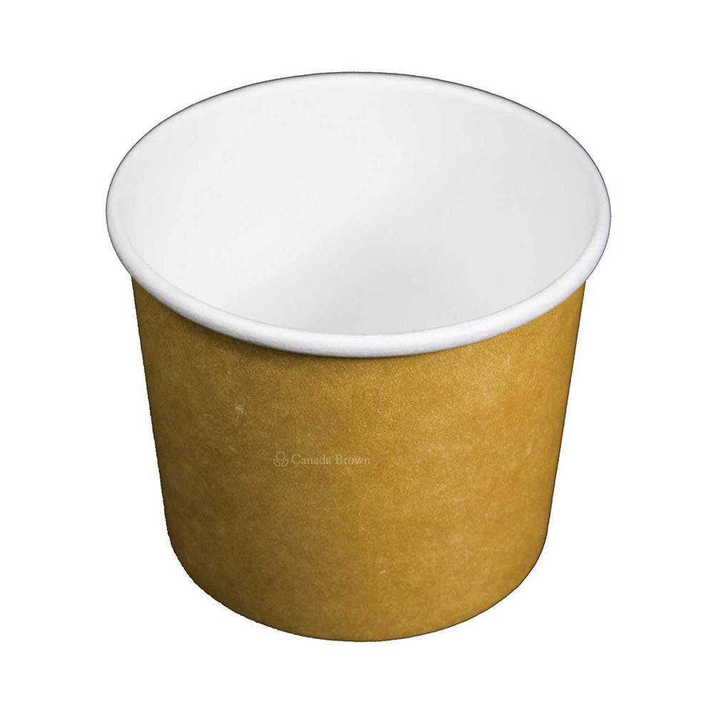 16oz Plain Kraft Recyclable Paper Soup Bowl (500/CS) - Canada Brown