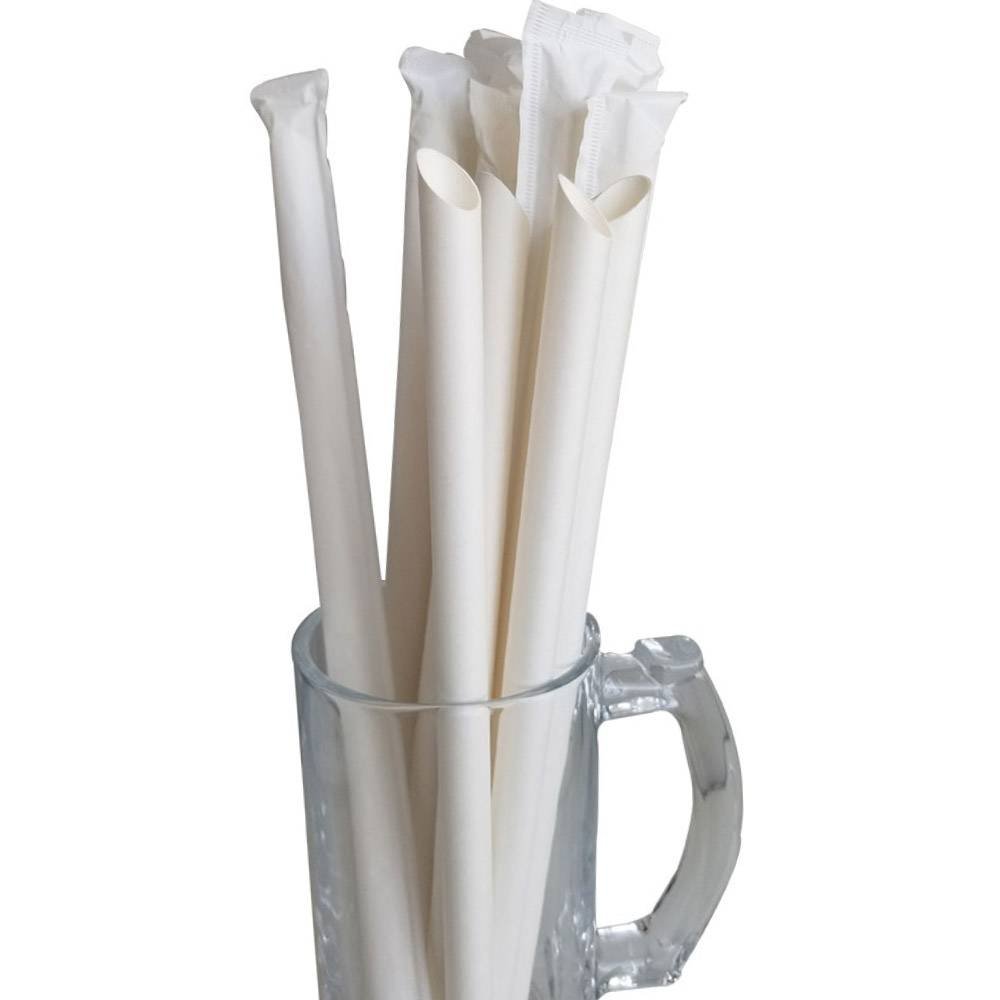 7.75” Colossal Regular White Paper Straws (2000/CS) - Canada Brown